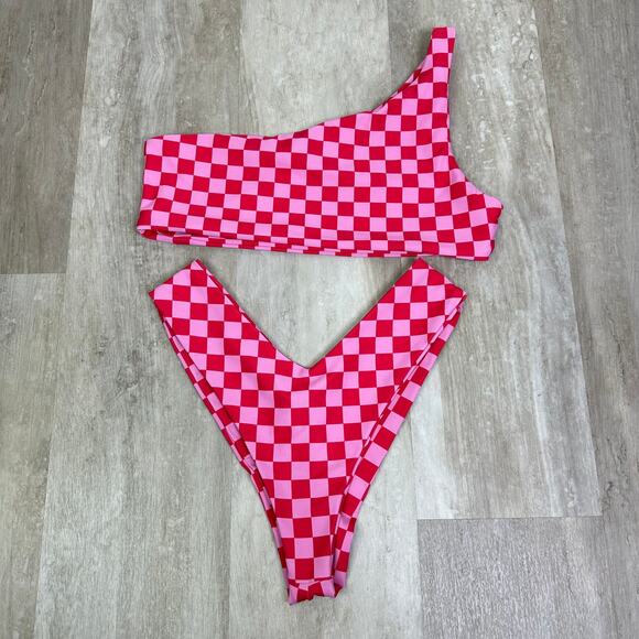 Skatie | Swim | Skatie Daytona Pink Checkered Bikini | Poshmark